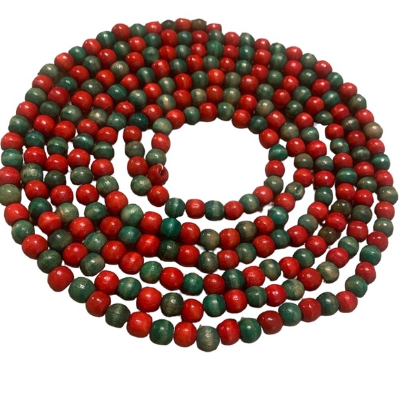 Holiday | Red And Green Wooden Beaded Christmas Garland | Poshmark